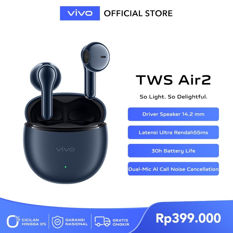 Jual Tws Vivo Air 2 Earphone Wireless Earbuds Headset Noise reduction All call noice reduction ...