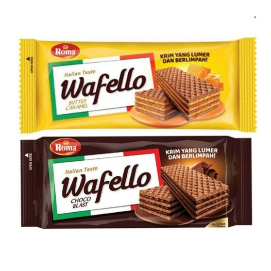 Jual WAFELLO WAFER CHOCO BLAST 135 GRAM BUTTER CARAMEL 130 gr ROMA ...