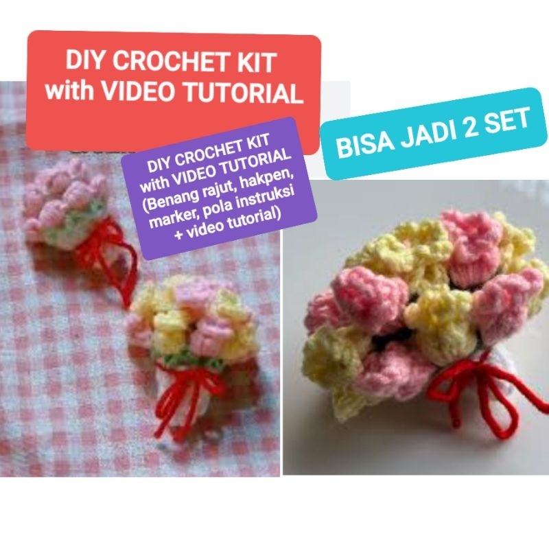 Jual DIY CROCHET BUNGA BUKET KIT AMIGURUMI PAKET MERAJUT FLOWER WITH ...