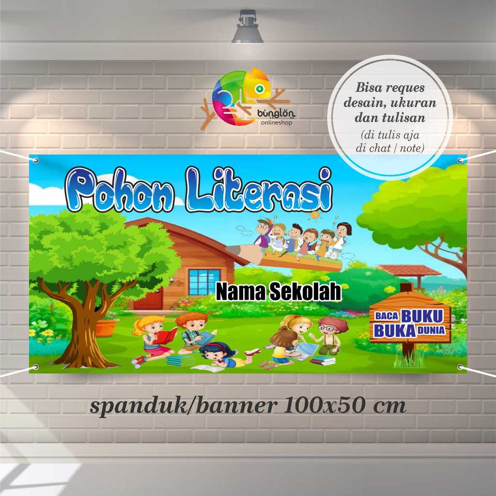 Jual Spanduk Banner Pohon Literasi Free Custom Desain | Shopee Indonesia