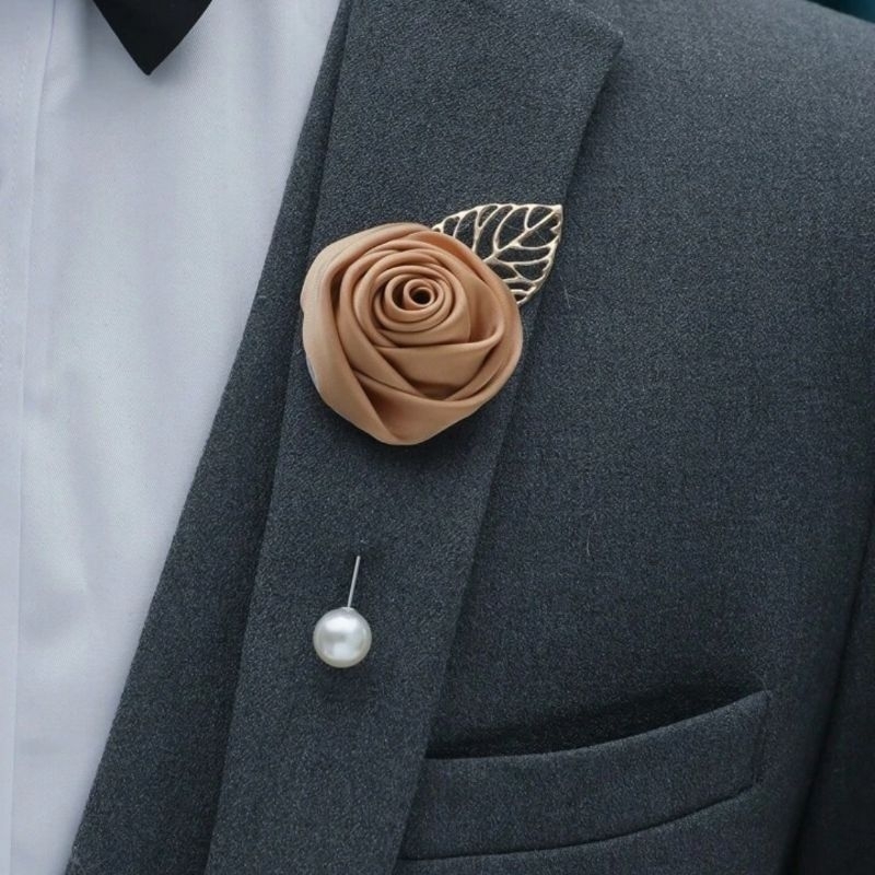 Jual Groom Corsage jas, pin jas flowers ribbon satin, bunga jas ...