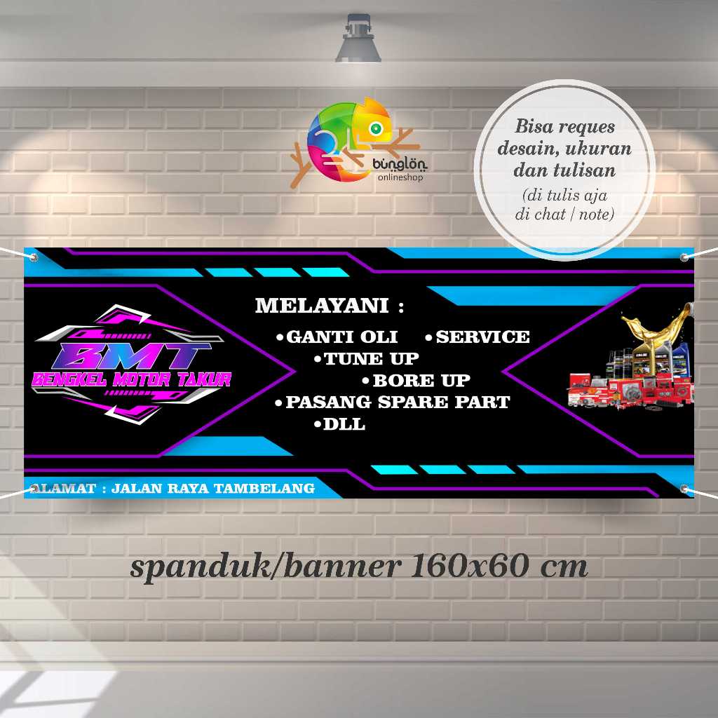 Jual Spanduk Banner Bengkel Motor A Free Custom Desain | Shopee Indonesia