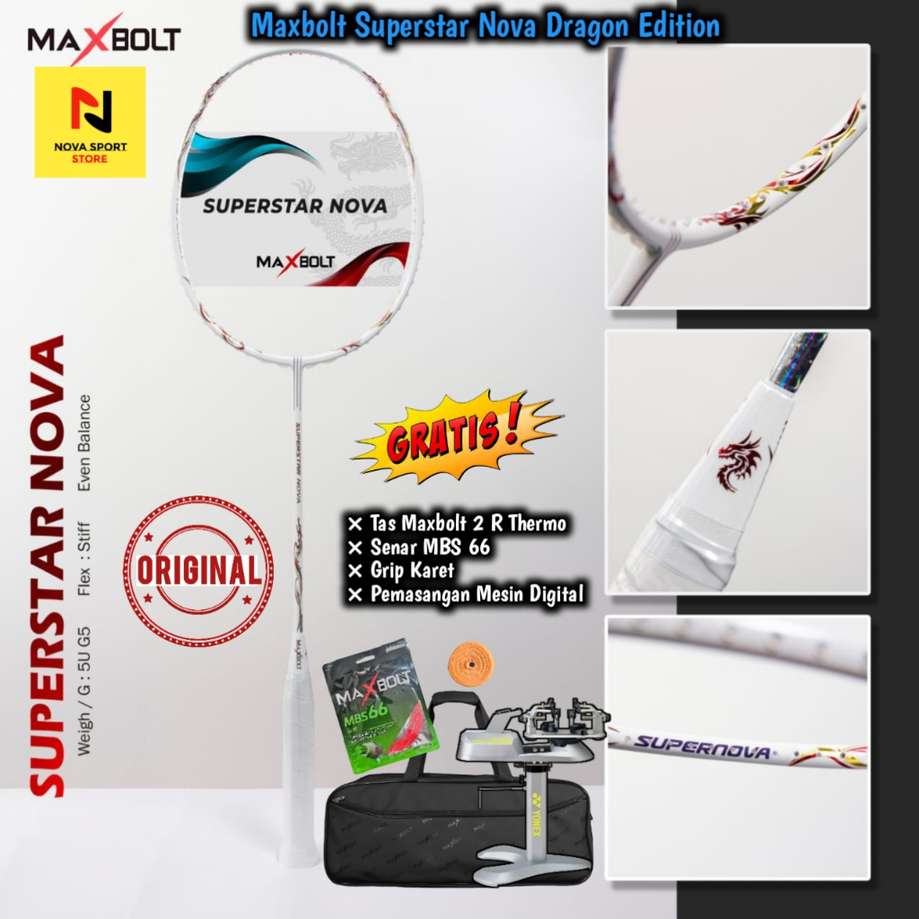 Jual Raket Badminton maxbolt Superstar Nova Dragon Edition | Shopee ...