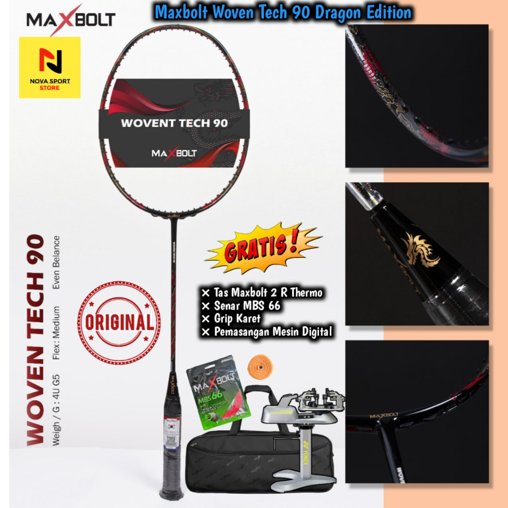 Jual Raket Badminton Maxbolt Woven Tech 90 Dragon Edition | Shopee ...