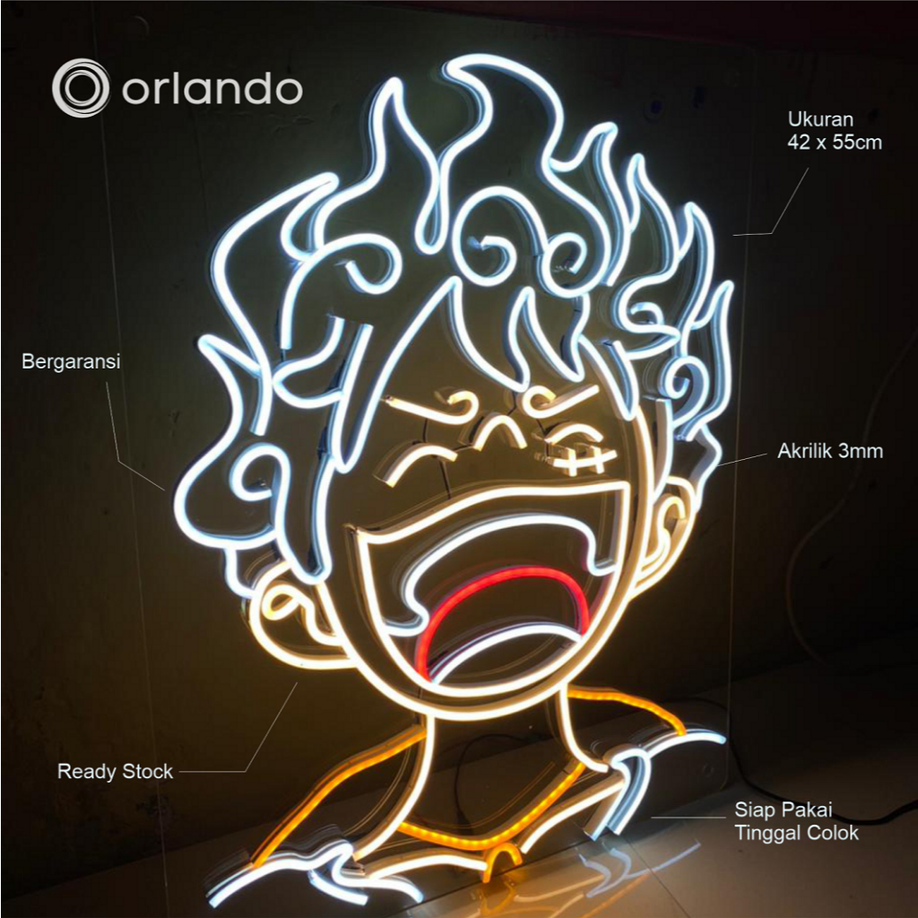 Jual Neon Sign LUFFY NIKA | NEON LUFFY MODE NIKA - Lampu Hias dan Lampu ...