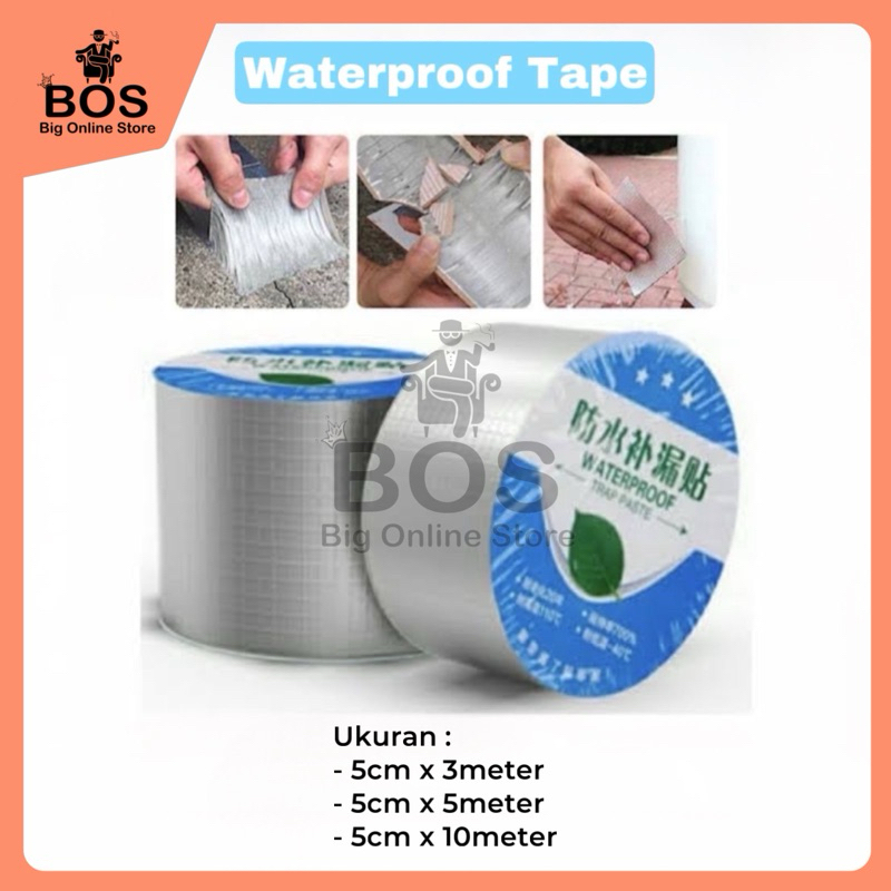 Jual BOS - Lakban Aluminium Foil Butyl Waterproof Tape Lem Perekat Anti Bocor Lebar 5cm ...