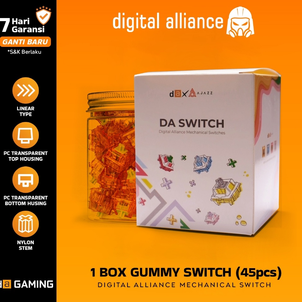 Jual KODE N63W Switch DA x AJAZZ Gummy 3 Pin Plate Mount 5g Linear ...