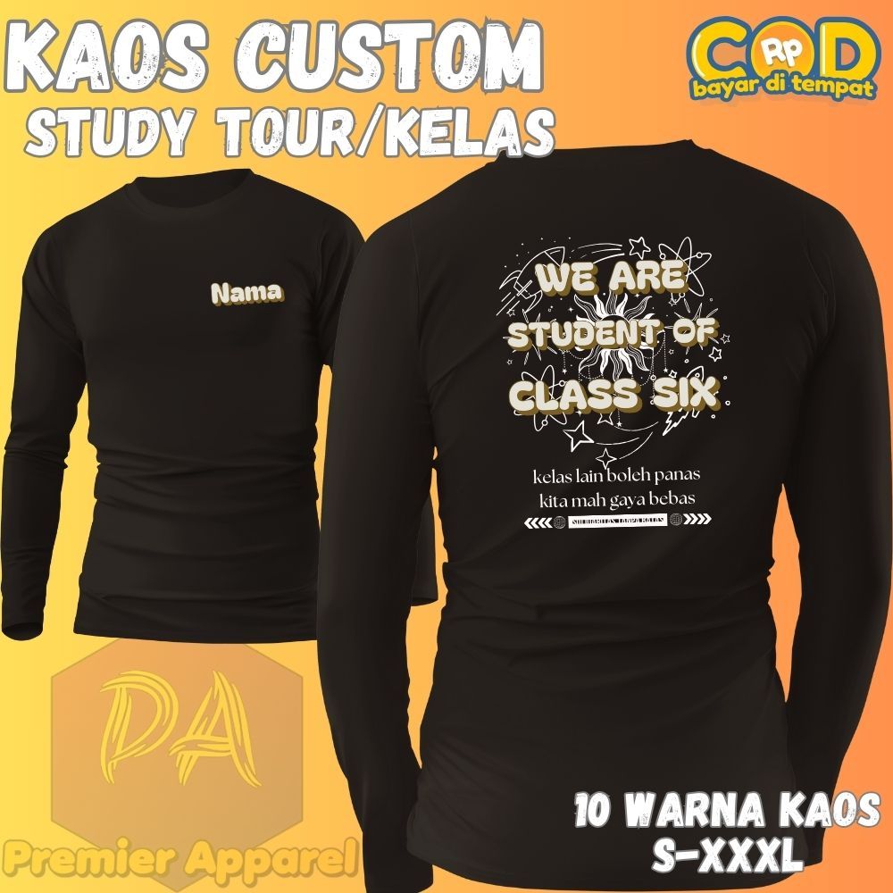 Jual CUSTOM KAOS STUDY TOUR KELAS SEKOLAH BISA COD LENGAN PANJANG 10 ...