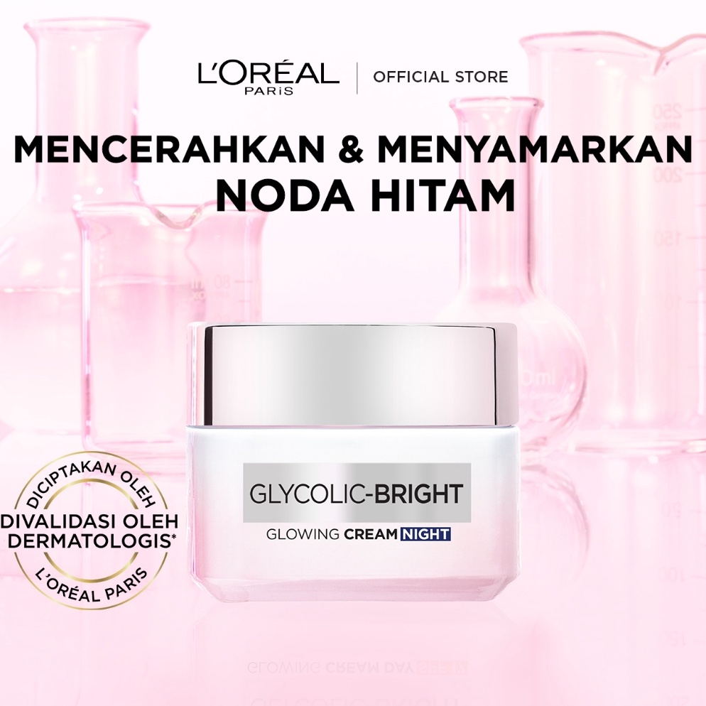 Jual KODE F1R LOreal Paris Glycolic Bright Glowing Night Cream 153ml ...