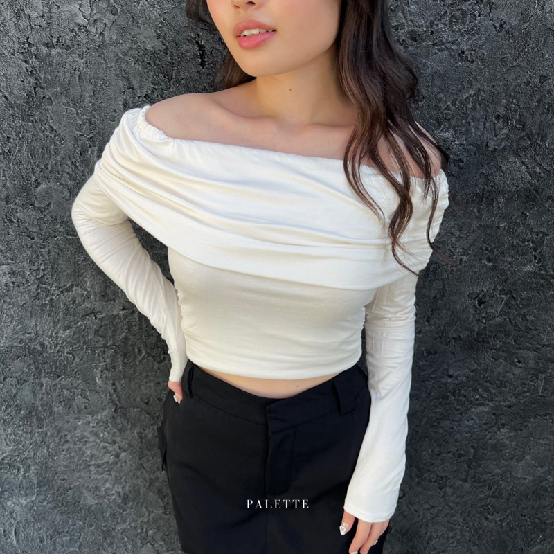 Jual PALETTE Kate Off Shoulder Top // 4 COLORS — sabrina top wanita ...