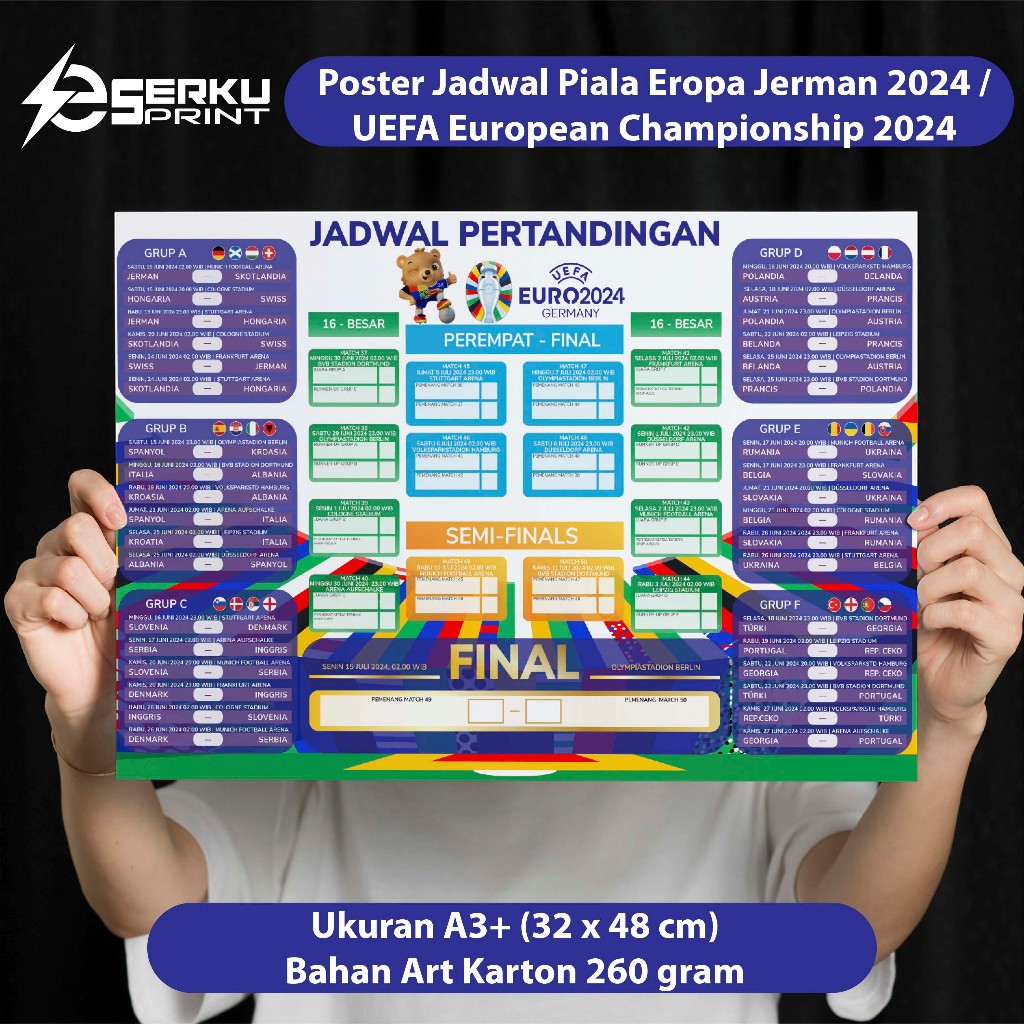 Jual Poster Jadwal Jadwal Piala Eropa 2024 Jerman/EURO 2024 | Shopee ...