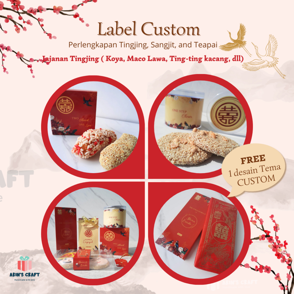 Jual Label kue Sangjit / Label kue Tingjing / Tea Pai / Label Custom ...