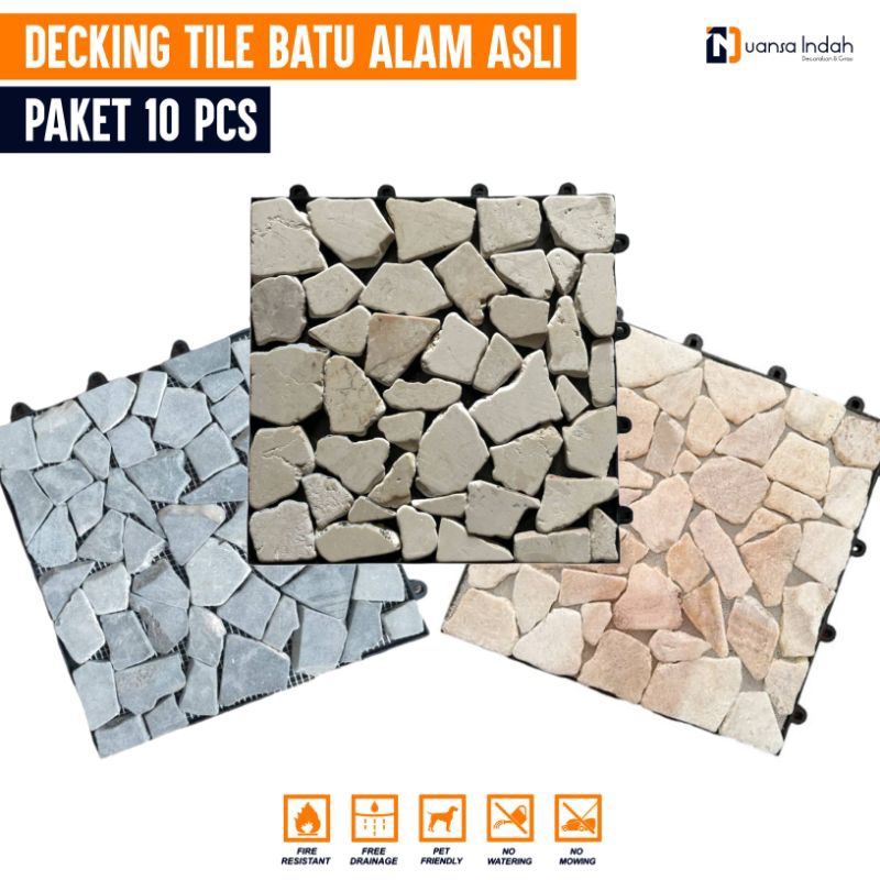 Jual PAKET 10 PCS DECKING TILE BATU ALAM ASLI | Shopee Indonesia