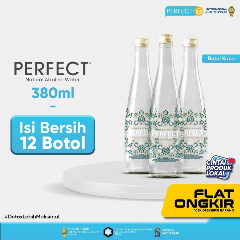Jual Perfect Natural Alkaline Water pH 9.5 380 ml (12 Botol Kaca ...