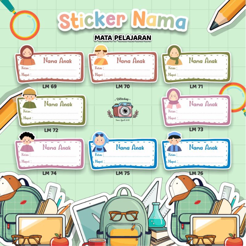 Jual Sticker Mata Pelajaran / Stiker Label / Sticker Nama / Sticker ...