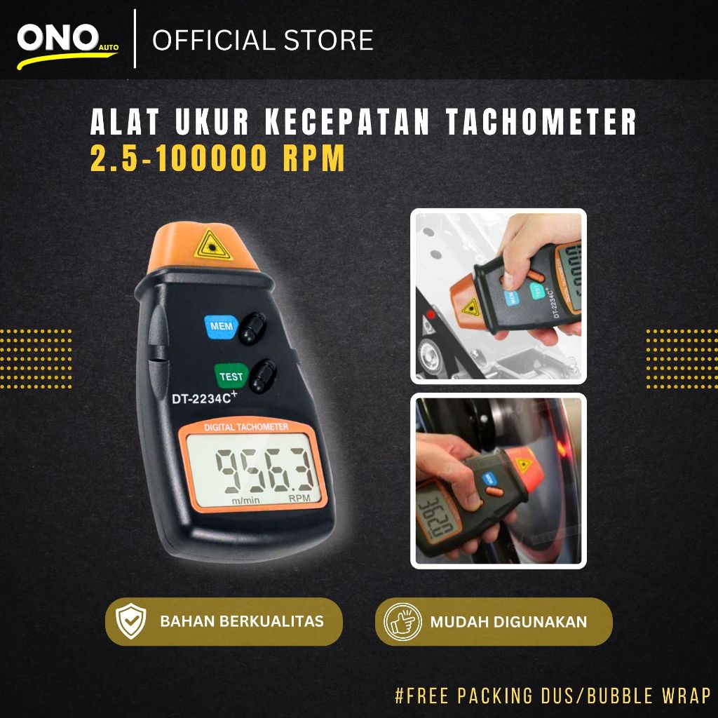 Jual OnoAuto Tachometer Digital Laser Photo LCD Alat Ukur Kecepatan ...