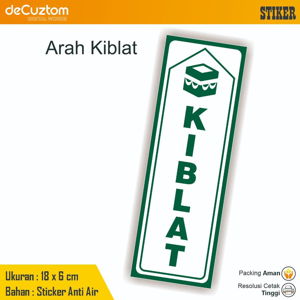Jual Stiker Kiblat Sticker Penunjuk Arah Sholat Kibla Shalat Depan Atas ...