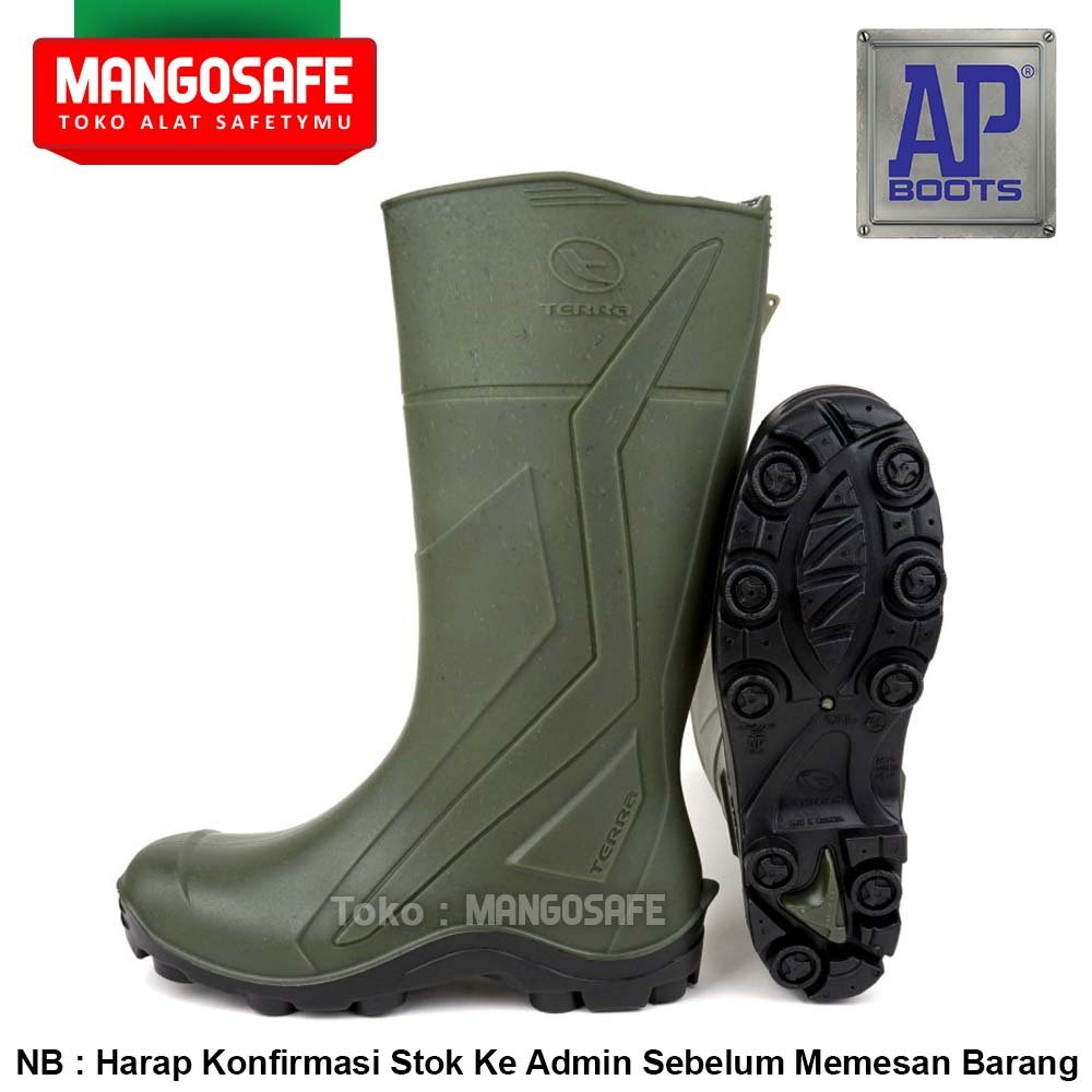 Jual AP Boots TERRA GP Hijau Sepatu Karet PVC Boot Hujan Tinggi Anti ...