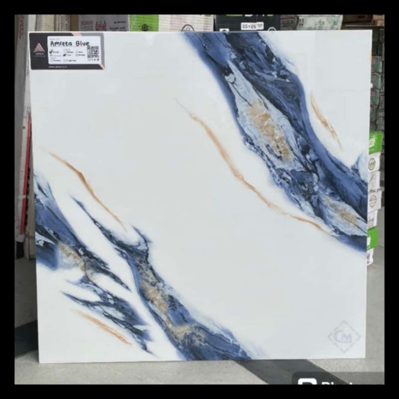 Jual granit lantai 60x60 arna tile Lokal amreta blue putih marble biru ...