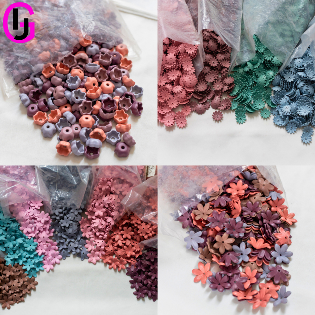 Jual 10gr Acrylic Kelopak Bunga Mix Warna Manik Bunga Akrilik DIY Manik ...