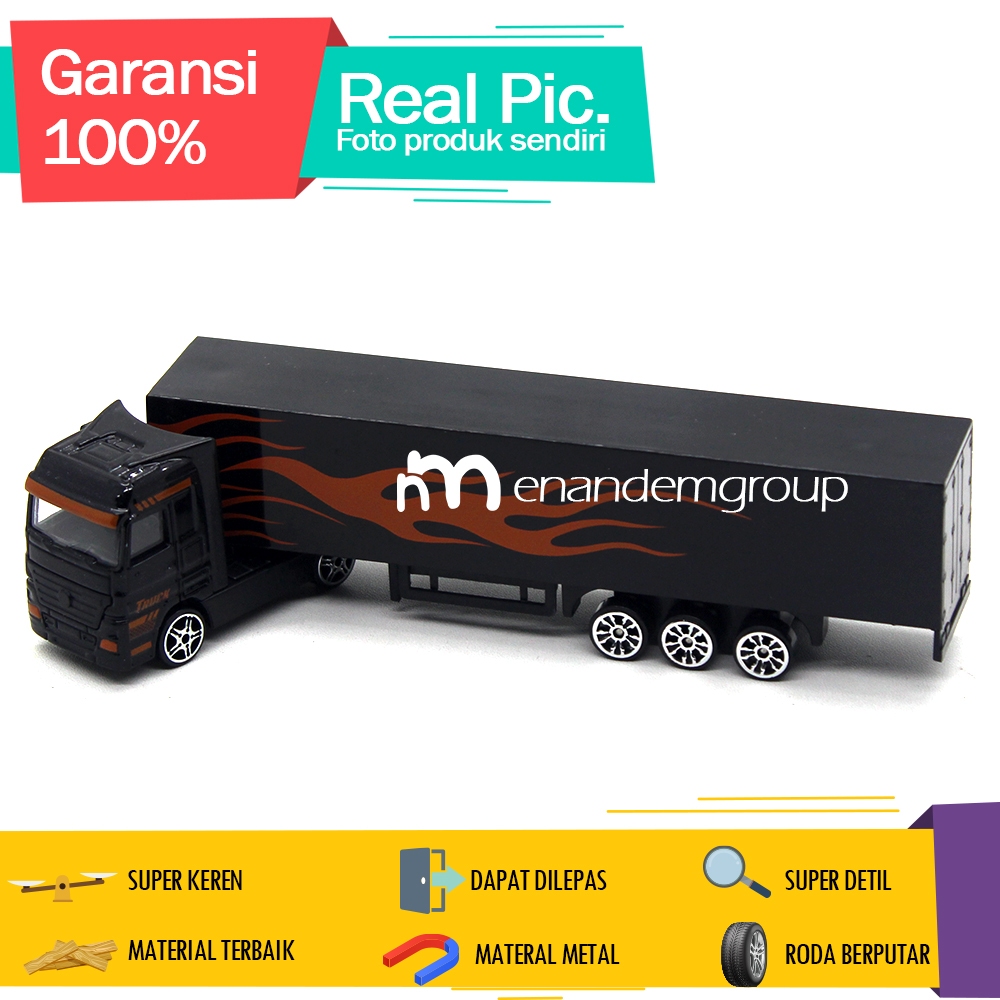 Jual Diecast Miniatur Mainan Mobil Truk Trailer Kontainer Cargo Black ...