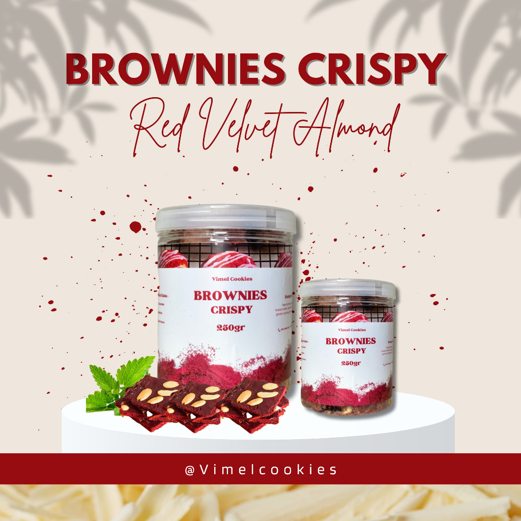 Jual BROWNIES CRISPY RED VELVET ALMOND (250 GRAM) | Shopee Indonesia