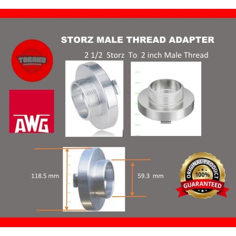 Jual AWG STORZ COUPLING ADAPTOR 21/2 TO 2 INCH MALE THREAD | Shopee ...