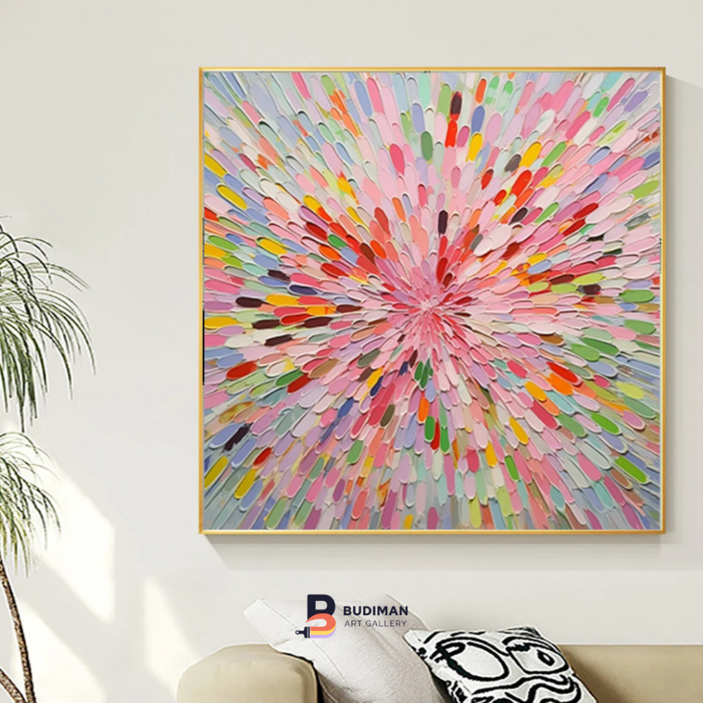 Jual BAGallery - Preorder Lukisan Abstrak Pink Warna-Warni 100cm x ...