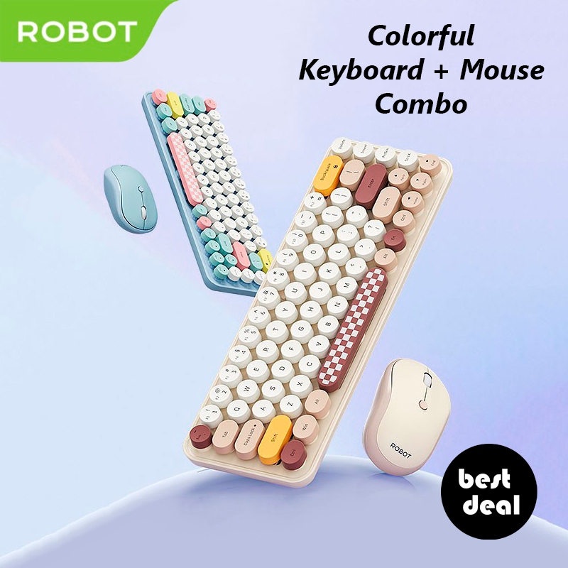 Jual Robot KM3600 Pastel Colorful Keyboard & Mouse Wireless Combo Set 2 ...