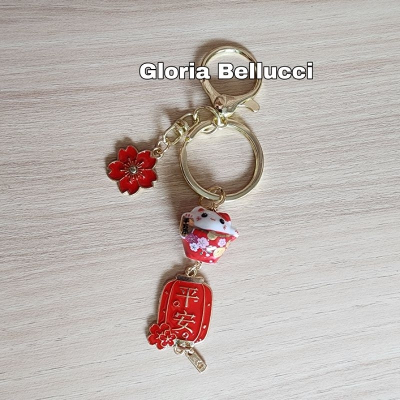Jual gantungan kunci maneki neko japan souvenir keychain jepang koi ...