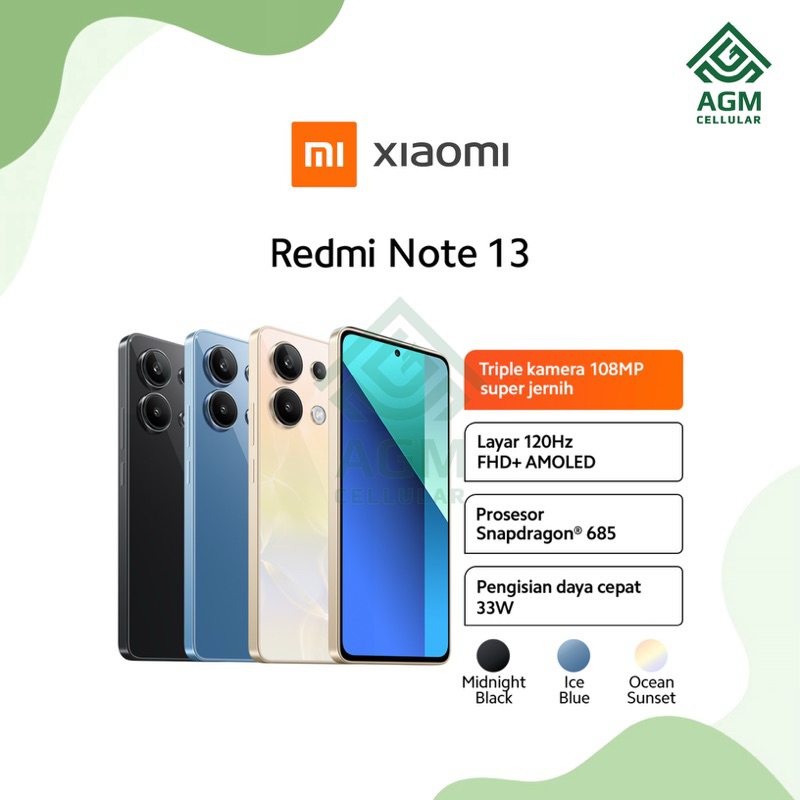 Jual HANDPHONE XIAOMI REDMI NOTE 13 4G RAM 8GB/256GB | 8GB/128GB ...