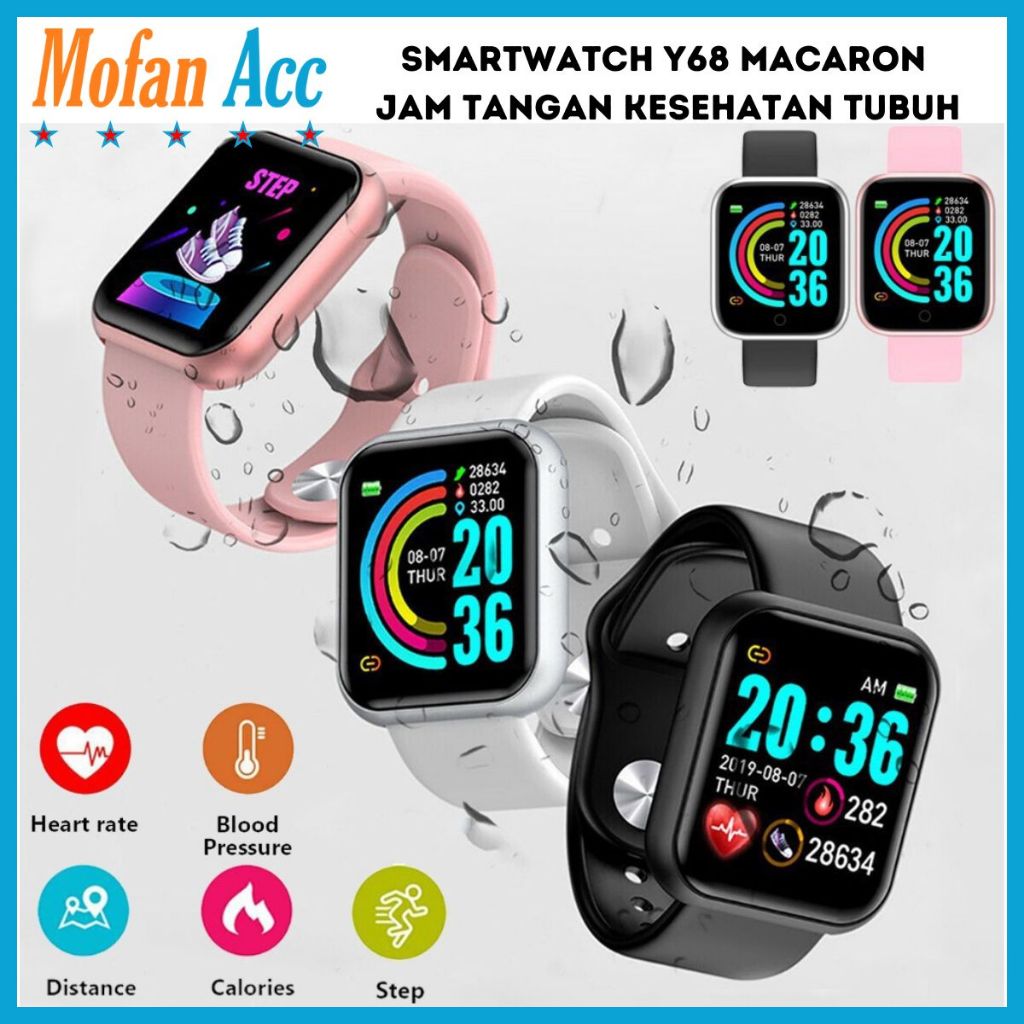 Jual [MA] Smartwatch Y68 Macaron / Smart Watch Bluetooth For Sport ...
