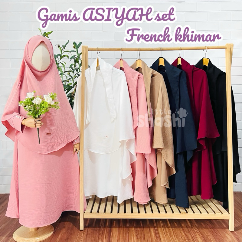 Jual Gamis Anak set ASIYAH 1-10 tahun set FRENCH KHIMAR bahan cringkle airflow | Shopee Indonesia