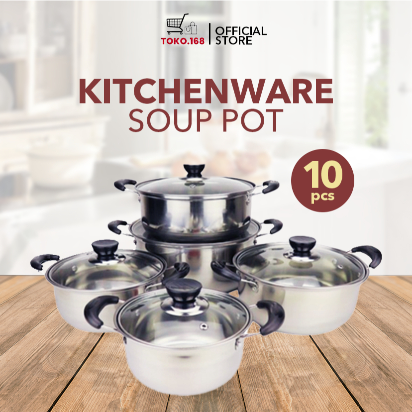 Jual Soup Pot / Panci Sup / Panci Sup Tutup Kaca / Panci Set | Shopee ...