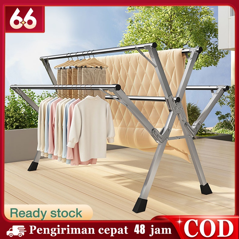 Jual Jemuran Baju Lipat Stainless Steel 5 Tiang Jemuran Baju Portable ...
