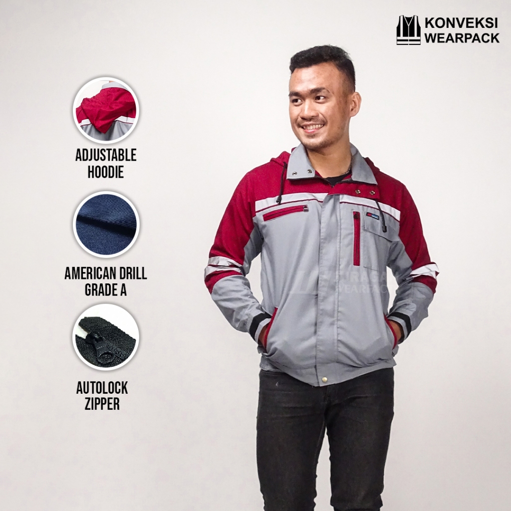 Jual Wearpack Safety Jaket Hoodie Weather Shield Warna Merah Maroon ...
