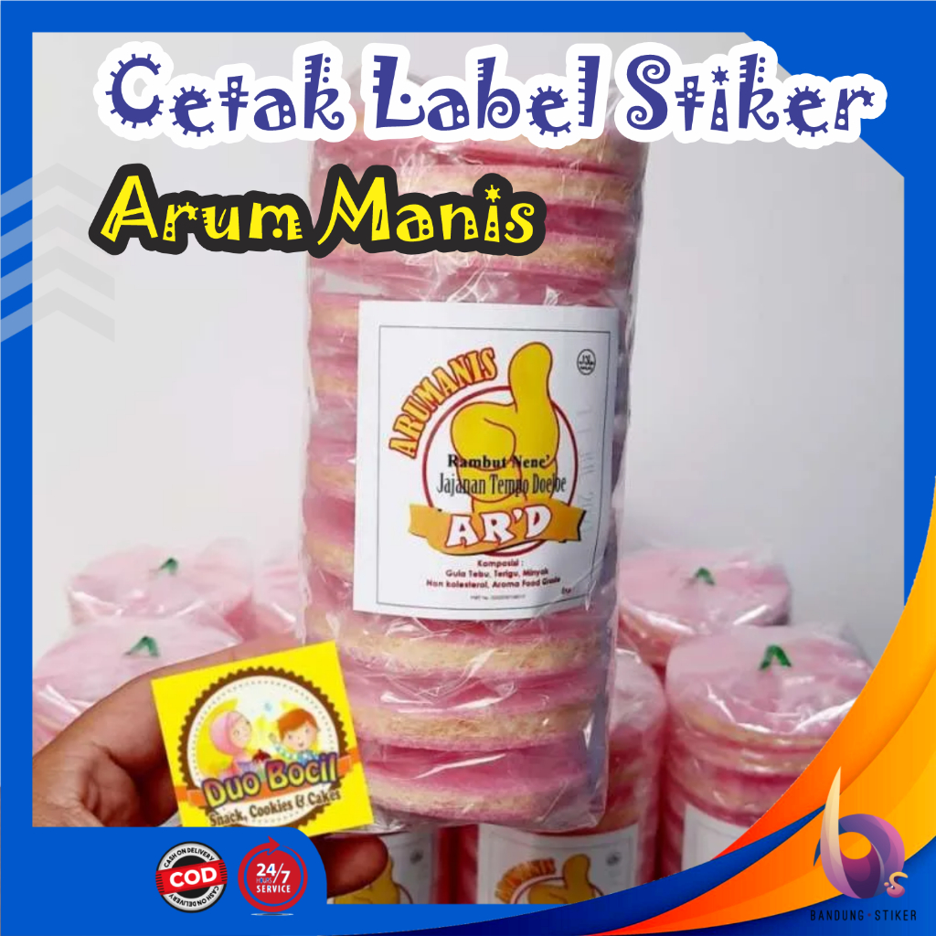 Jual Bandung Stiker - Sticker Label Arum Manis / Rambut Nenek / Simping ...