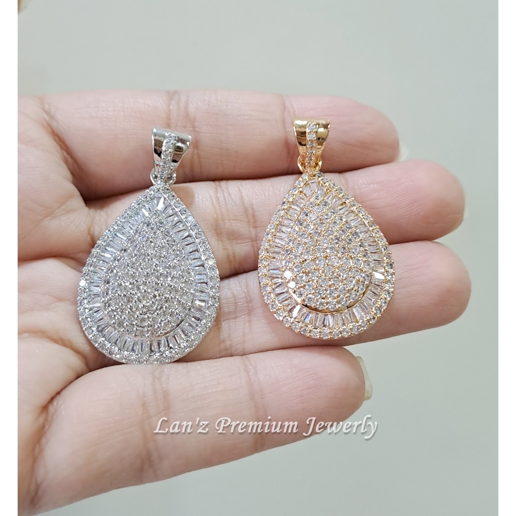 Jual Liontin Besar Oval Gala Kristal Titanium Perak Emas 22K | Shopee ...