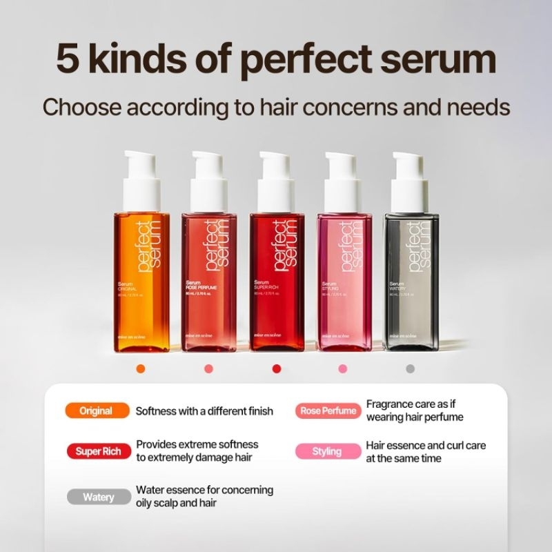 Jual Mise En Scene Perfect Serum 80ml Full Size Hair Oil Original Super Rich Styling Rose ...