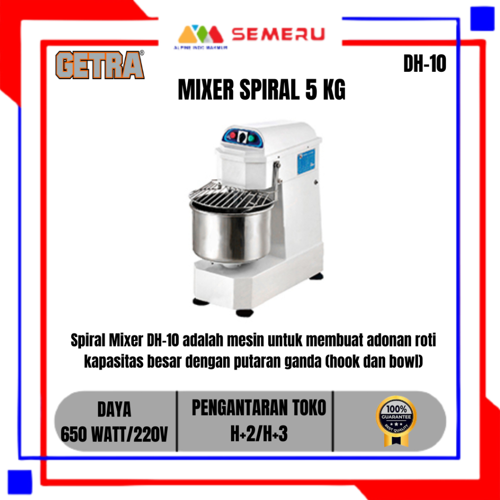 Jual GETRA MIXER SPIRAL 5 KG DH-10 / 8 KG DH-20/A DAN 12 .5 KG DH-30/A ...