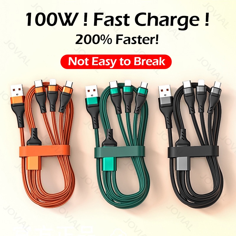 Jual 100W Kabel Pengisian Cepat 3 in 1 Kabel Data Type C Fast Charger ...