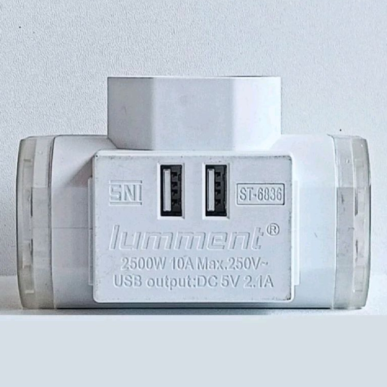 Jual Steker T Arde Cabang 3 Lubang Colokan Listrik T Port USB Charging ...