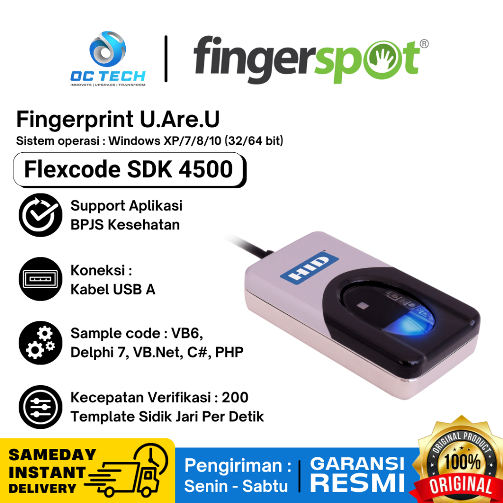 Jual Mesin Fingerprint Flexcode 4500 bisa B.P.J.S Fingerspot Mesin Absensi Flexcode SDK U are U ...