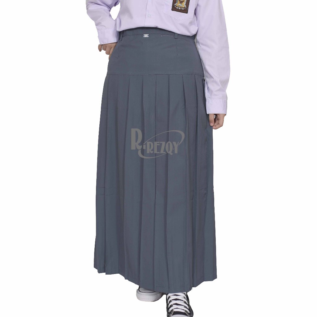Jual R Rezqy - Rok Sma Panjang Rempel Bawah Pinggang Rok Plisket Seragam Sekolah Sma Warna Abu ...