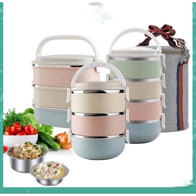 Jual Rantang Stainless 4 SUSUN tahan panas Rantang Susun Lunch Box ...