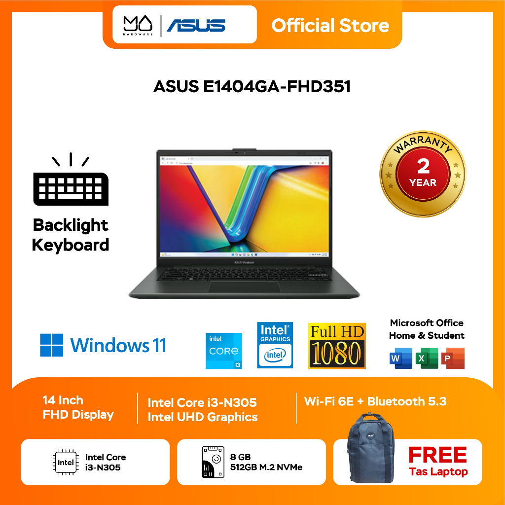 Jual Laptop Asus Vivobook Go 14 E1404GA-FHD351 - Mixed Black | Shopee ...