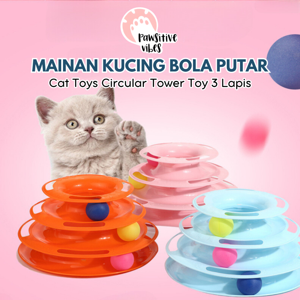Jual Mainan Kucing Bola Putar - Lucu Interaktif Cat Toys Circular Tower ...