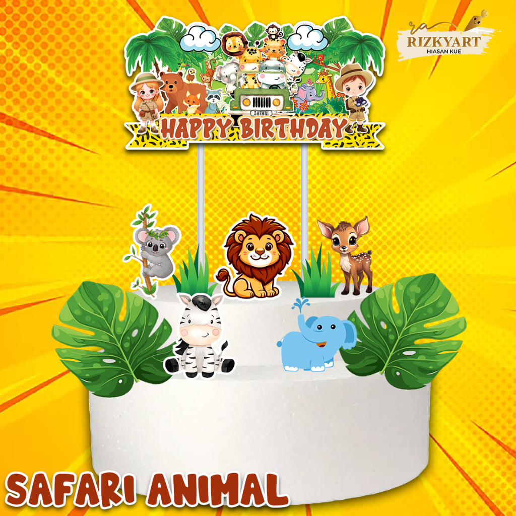 Jual cake topper/topper kue XTRA/topper SAFARI ANIMAL/hiasan kue SAFARI ...