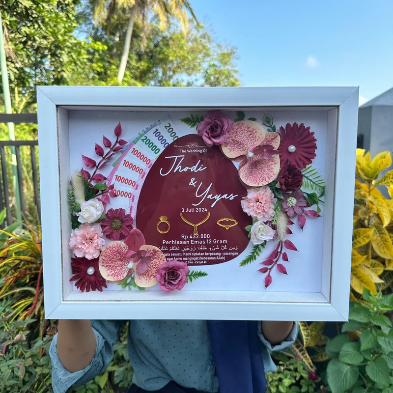 Jual 1-2 HARI JADI | MAHAR PERNIKAHAN AKRILIK 30X40 MAHAR JAWA FRAME 3D ...