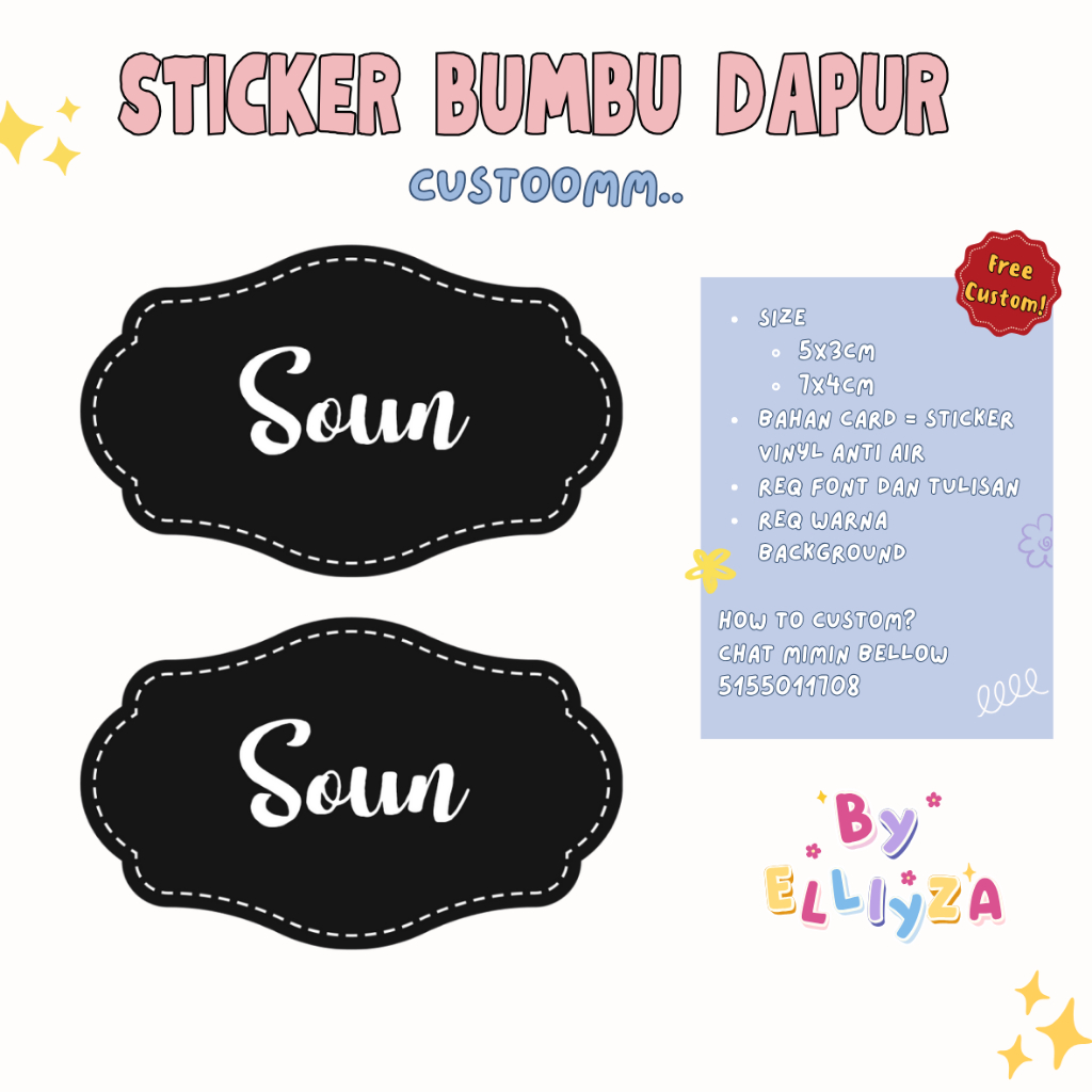 Jual CUSTOM LABEL NAMA BUMBU DAPUR AESTHETIC VIRAL/ Label Nama / Label ...